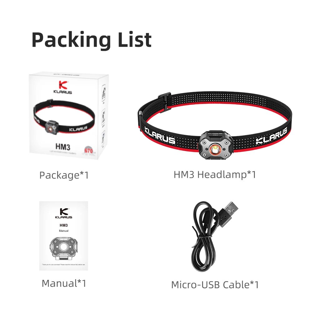Klarus hm3 pandelampe bærbar mini usb genopladeli... – Grandado