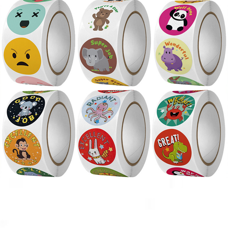 2.5cm 500pcs Cartoon Animals Stickers Cute Words R... – Grandado