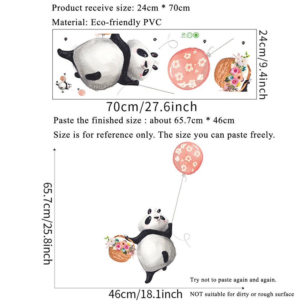 Cartoon Panda Flower Basket Balloon Wall Stickers ... – Grandado