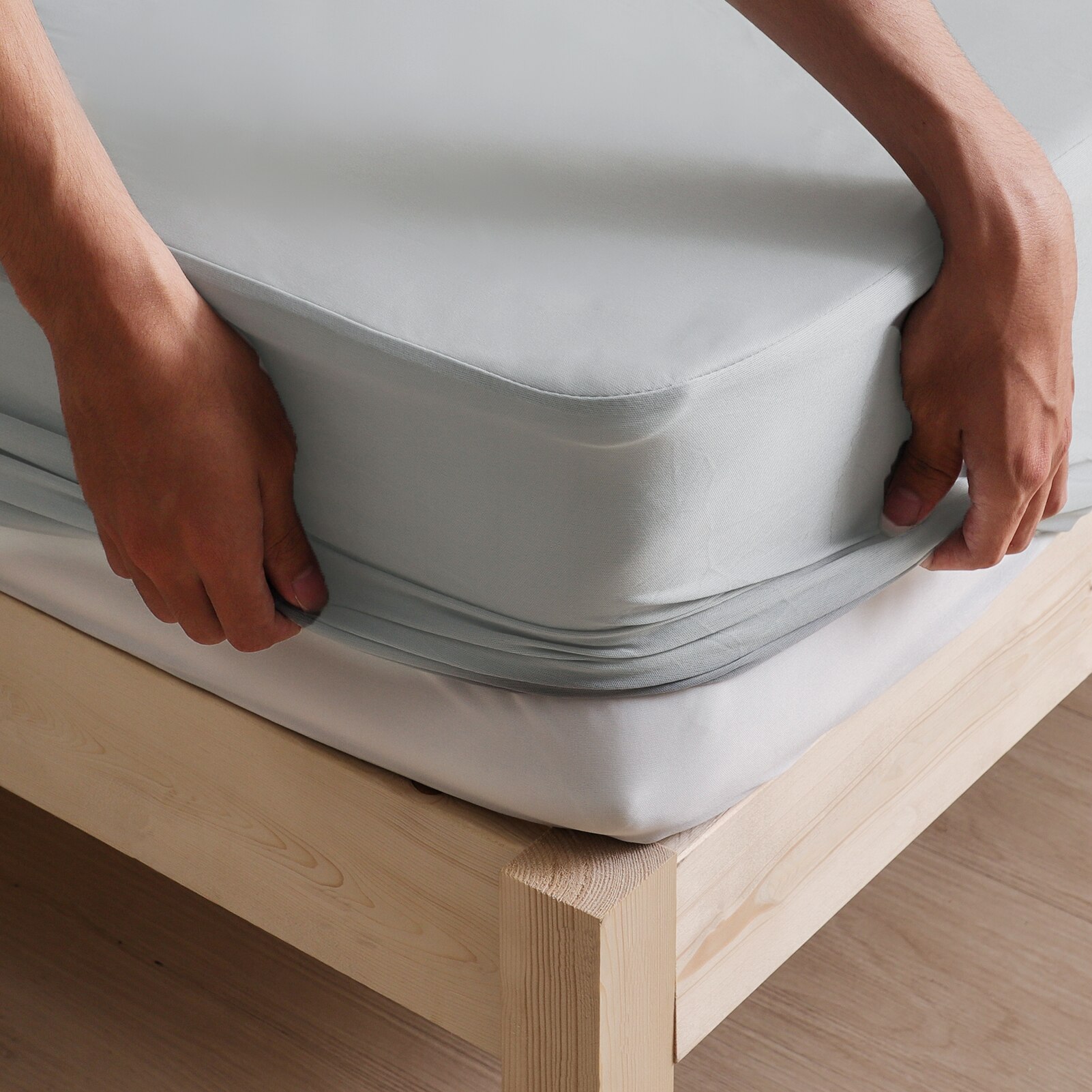 Solid Waterproof Mattress Bedspread On The Bed Pro... – Grandado