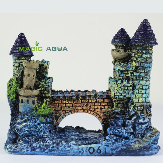 Aquarium Medieval Castle Hand Painted Detailed Fis... – Grandado
