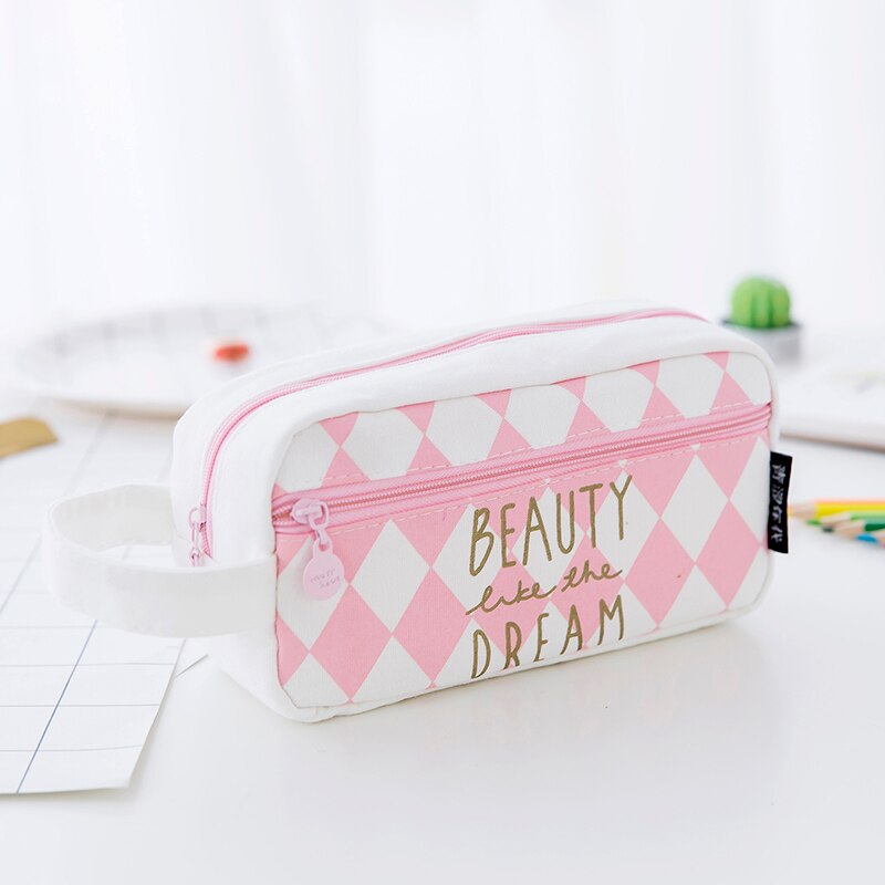 1pc Pink Canvas School Pencil Case for Girls Kawai... – Grandado