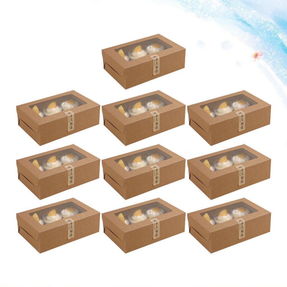10pcs Kraft Paper Packing Boxes Cupcake Containers... – Grandado