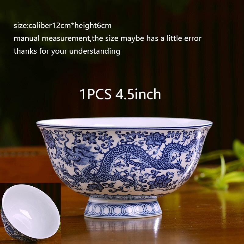 4.5/5/6 Inch Jingdezhen Dragon Pattern Rice Bowl B... – Grandado