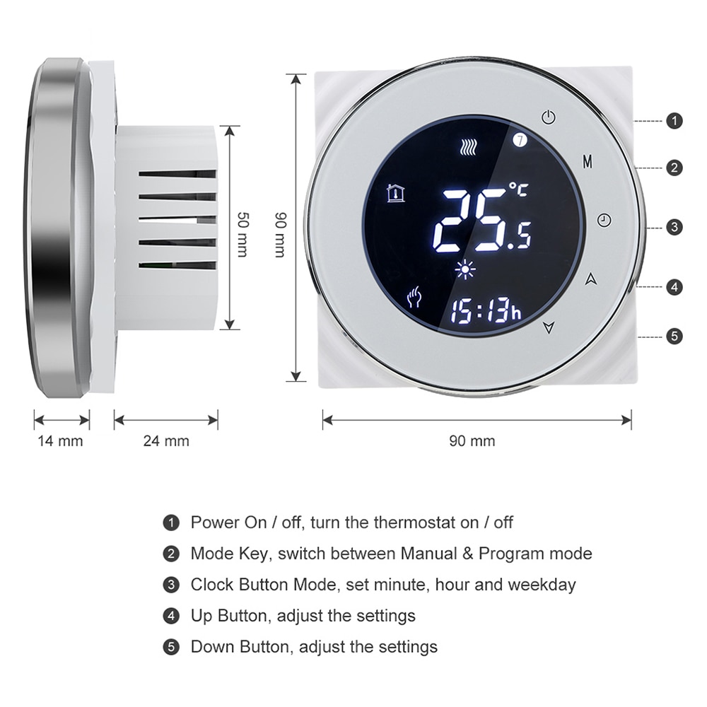 Thermostat Wifi/No Wifi /Mmodbus 16A Electric Heat... – Grandado