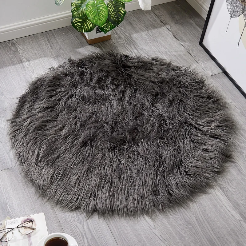 Round Soft Faux Sheepskin Fur Area Rugs for Bedroo... – Grandado