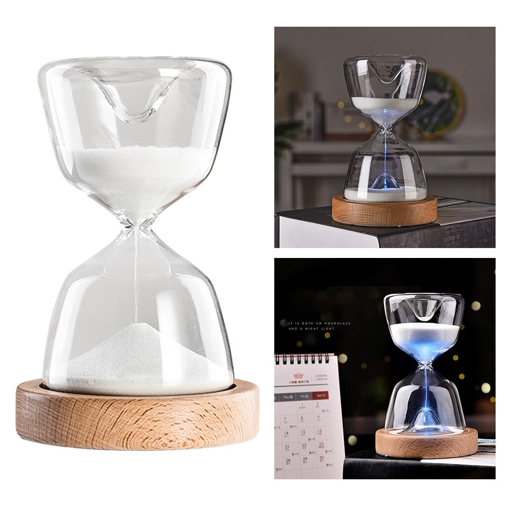 Glass Sand Timer Night Light USB Rechargeable Hour... – Grandado