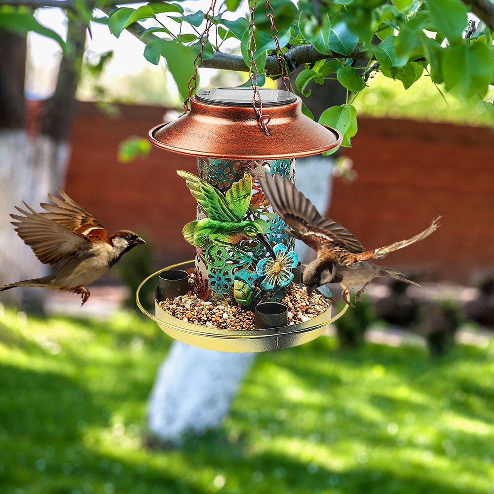 Metal Bird Feeders Outdoor Hanging Solar Lawn Lant... – Vicedeal