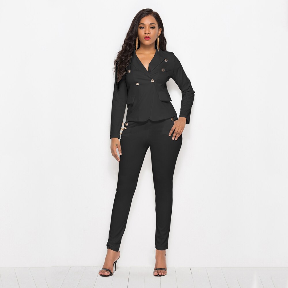 Autumn Winter Business Women Suit 2 Piece Set Whit... – Grandado