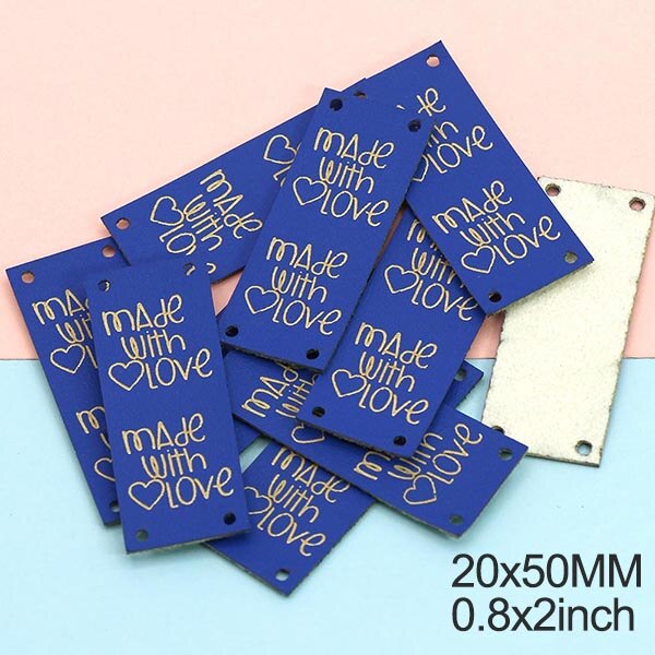 20Pcs Made with Love Tags Handmade Lables PU Leath... – Grandado