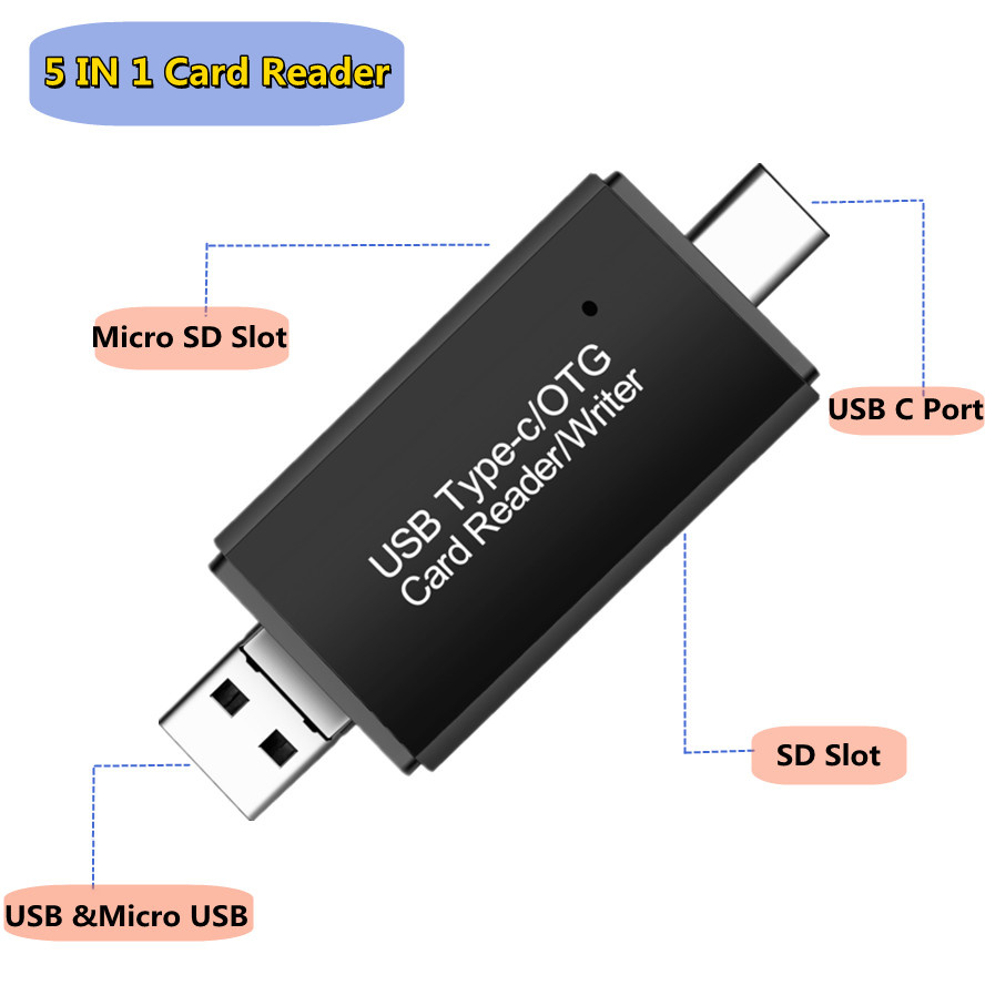 5 In 1 Type C Kaartlezer Voor Sd Tf Micro Sd Card ... – Grandado