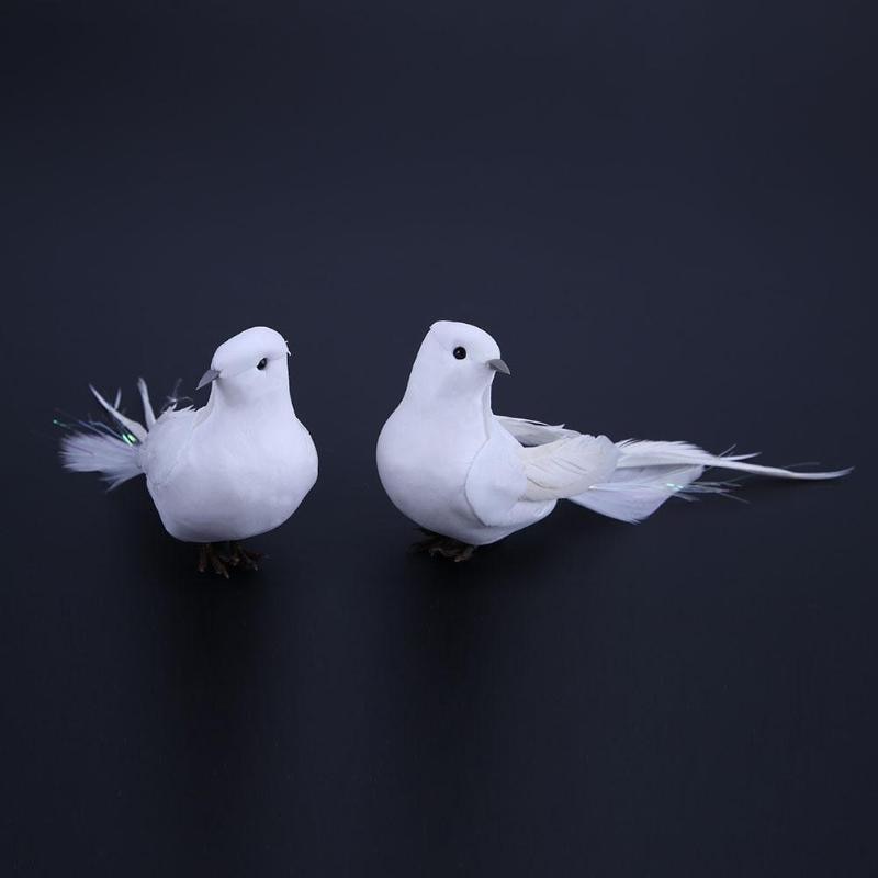 2pcs White Doves Feather Artificial Foam Lover Pea... – Vicedeal