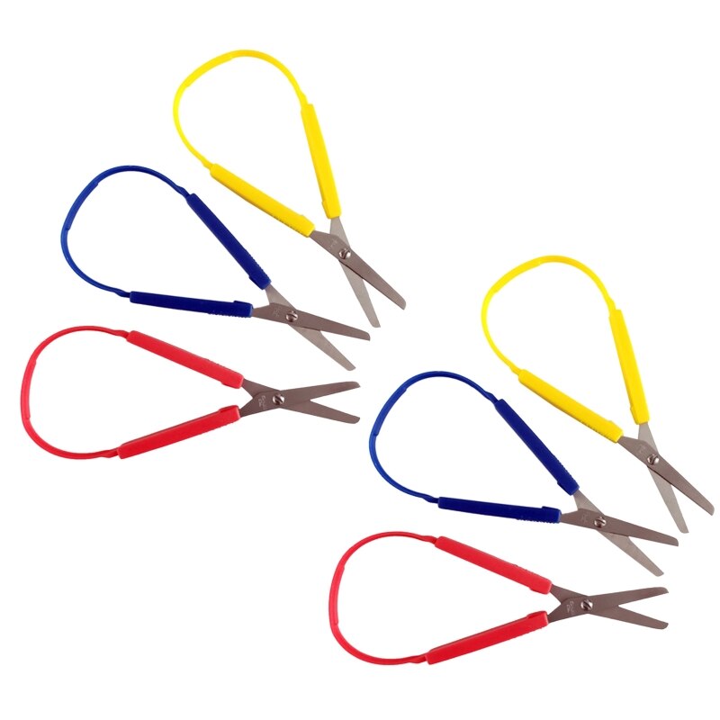 6Pcs Kleurrijke Loop Schaar Voor Kinderen Grip Zel... – Vicedeal