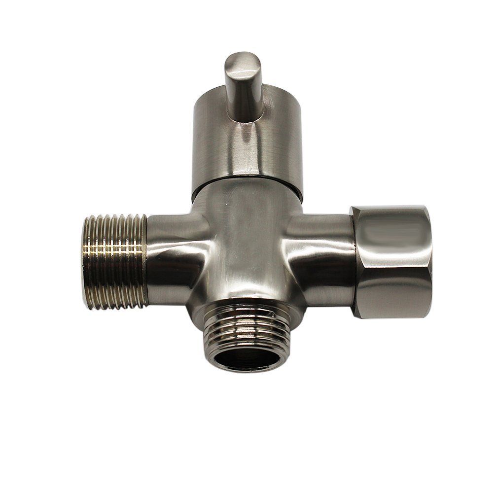 Brass 7 8 T Adapter With Shut Off Valve 3 Way Tee Connector Brushed