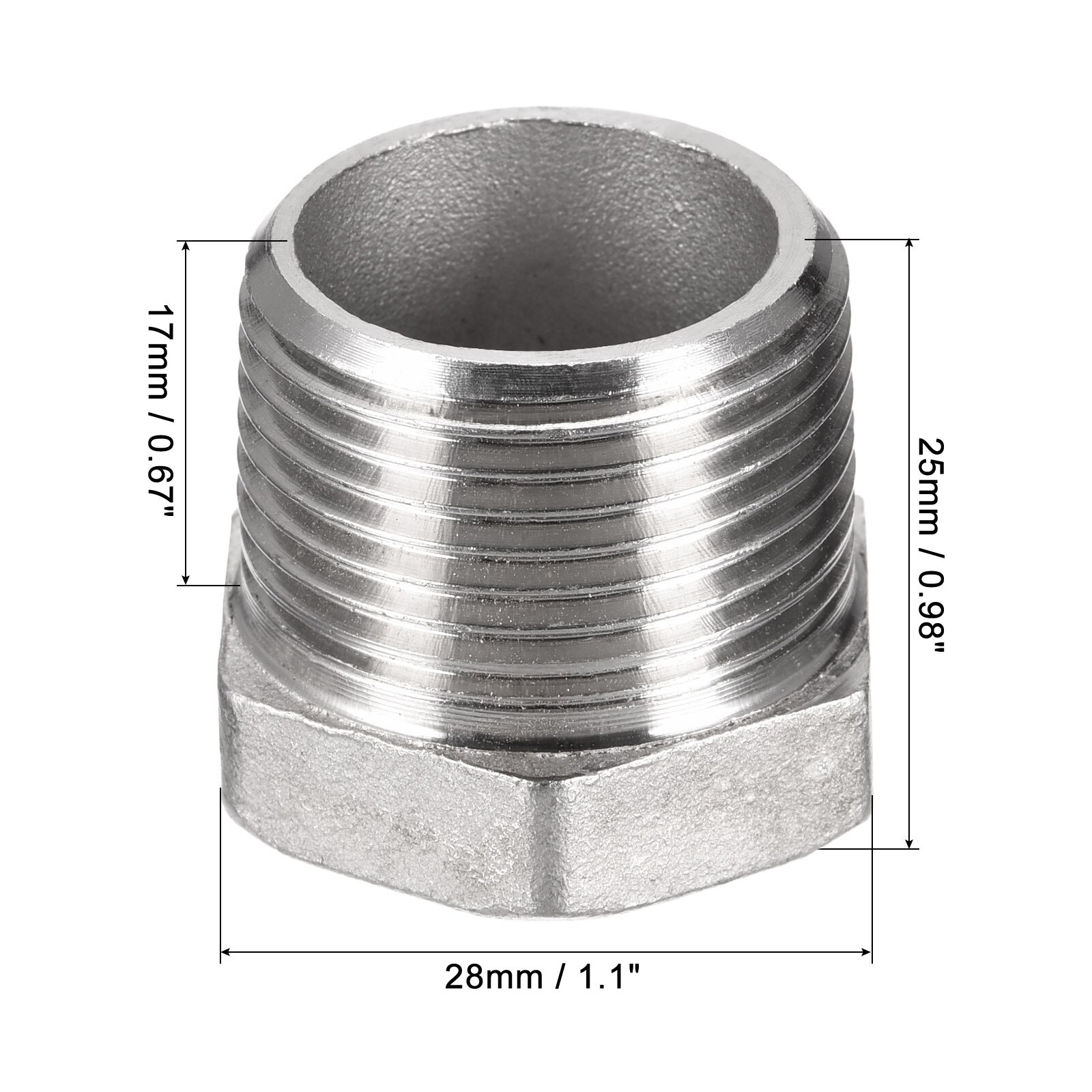 Uxcell Hex Reducing Bushing, 3/4 PT Male to 1/4 PT... – Grandado