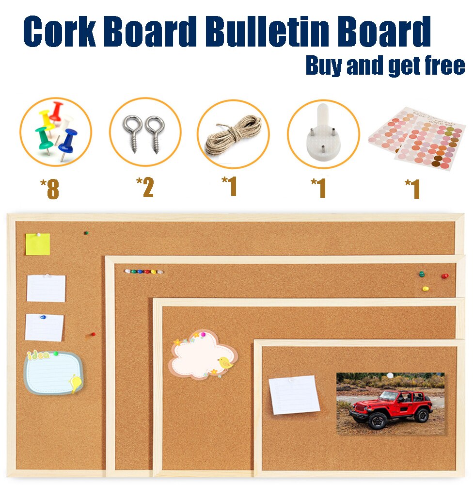 Cork Board Bulletin Board Framed Corkboard Oak Fra... – Grandado
