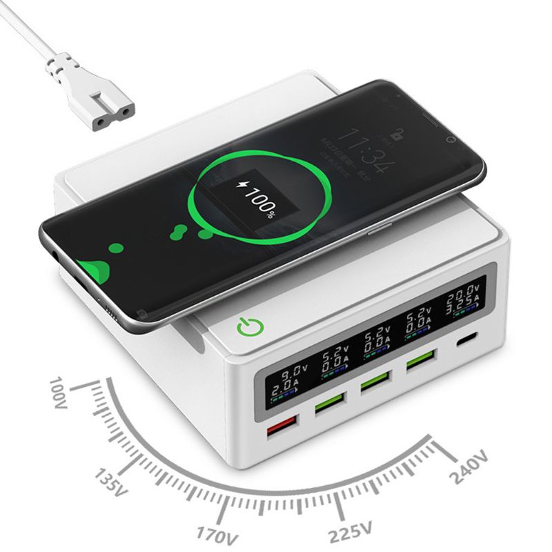 5-Port QC3.0 Usb Type C Pd 65W Power Adapter Qi Dr... – Vicedeal