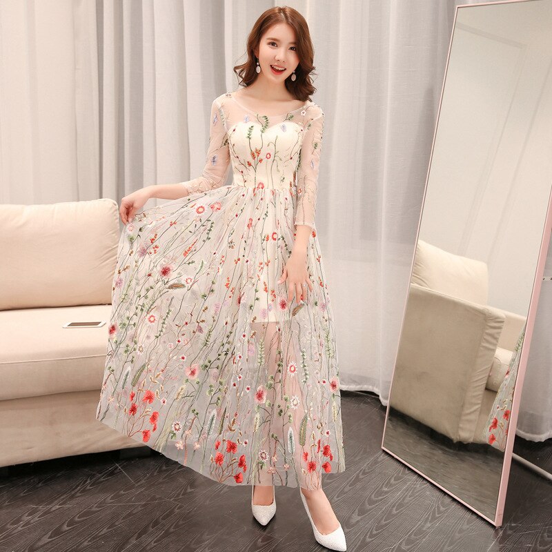 Casual Round Collar Long Evening Dresses for Women... – Grandado