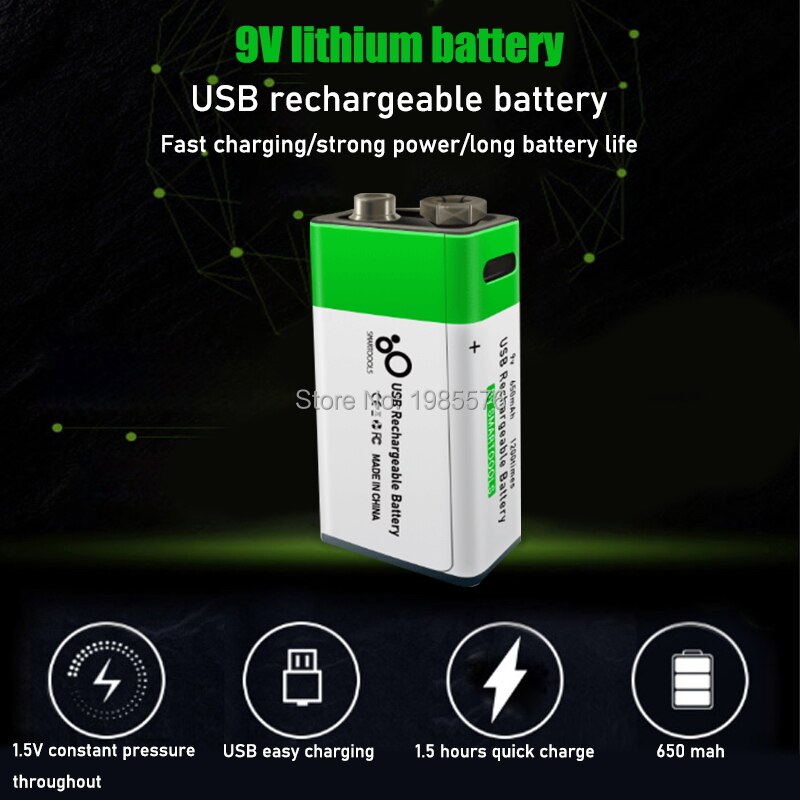 1PC 9V 6F22 650mAh USB lithium Rechargeable batter... – Vicedeal