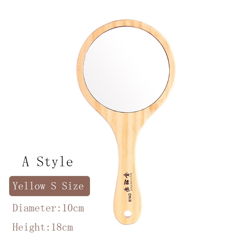 S Size Wooden Square Round Handle Mirror beauty sa... – Grandado