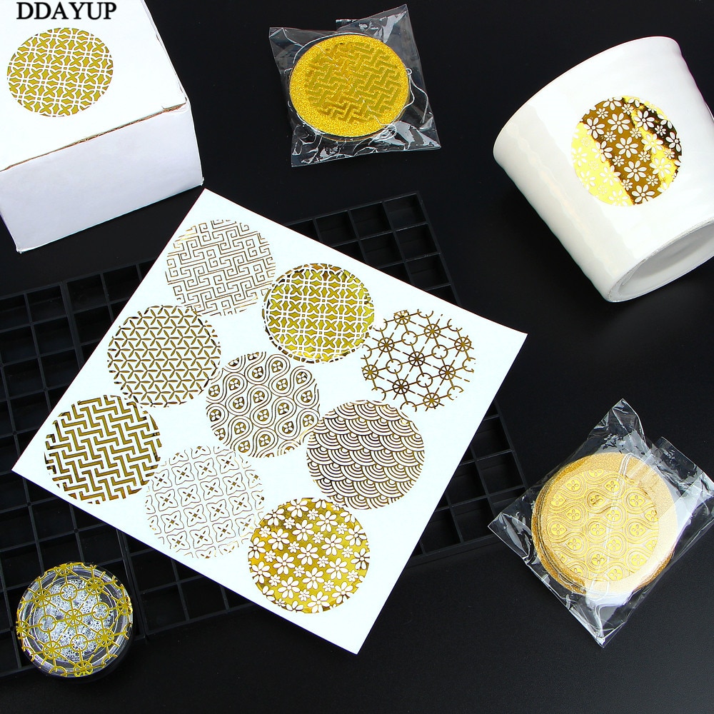 90pcs/lot Transparent Foil Gold Label Sticker Circ... – Grandado