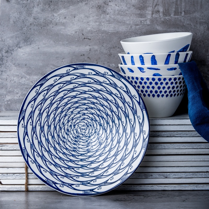 8 Inch Ceramic Dinner Plates Round Fish Printed On... – Grandado