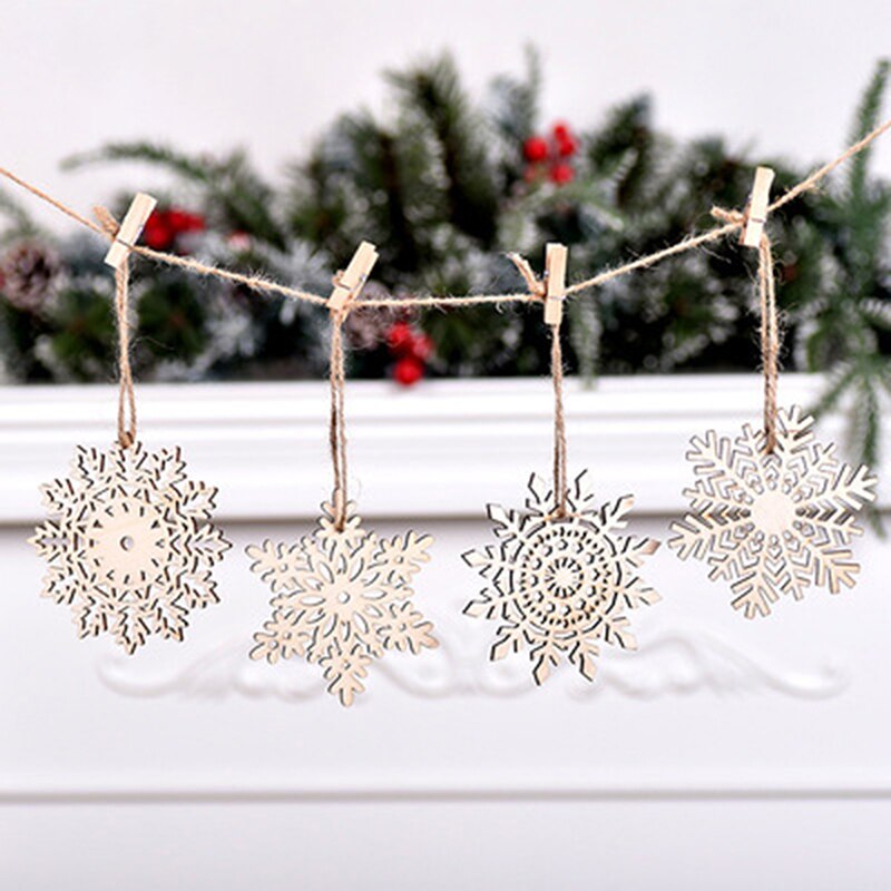 Diy madeira floco de neve ornamentos de madeira ch... – Vicedeal