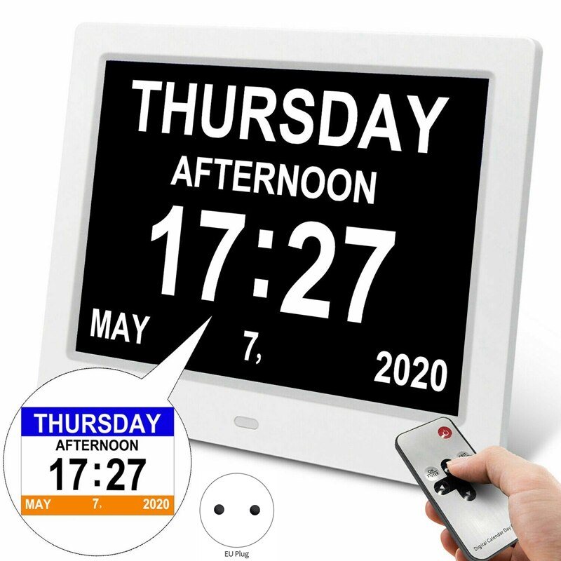 8 Inch LED Time Week Date Calendar Digital Alarm C... – Grandado