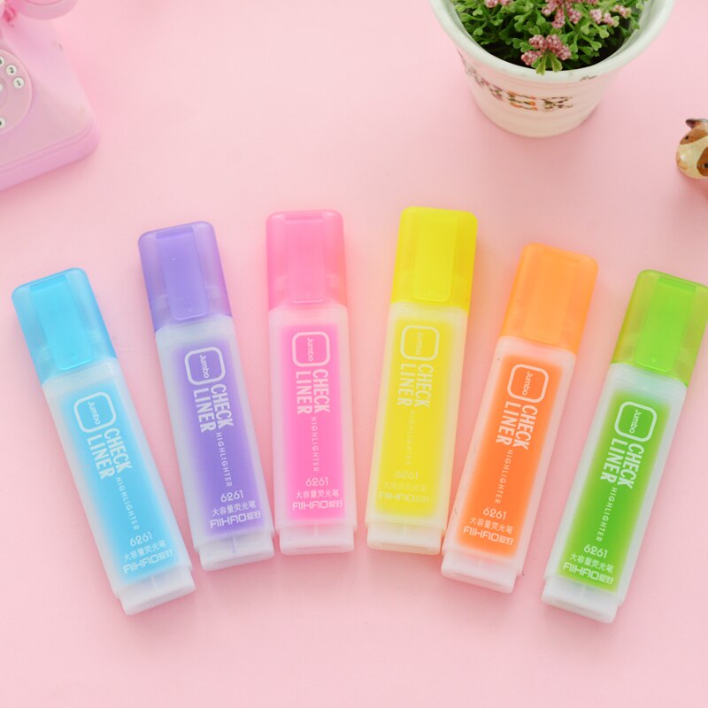 6pcs Jumbo Check Liner Highlighter Pen Transparent... – Grandado