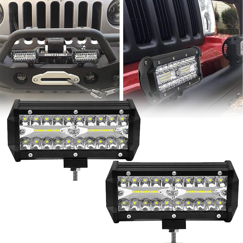 120W 7 Inch Combo Led Light Bars Spot Flood Beam V... – Grandado
