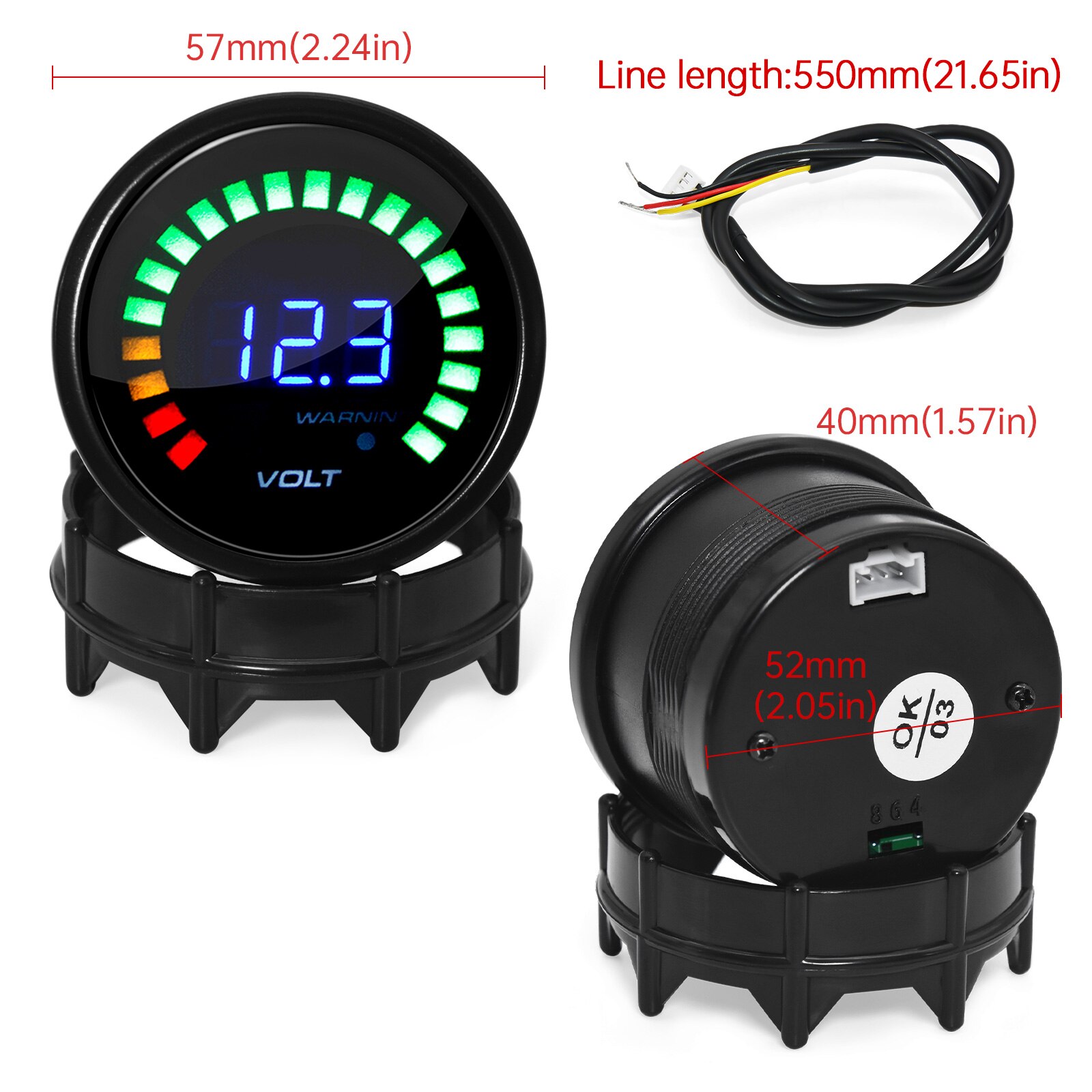 Auto Digitale Voltmeter 2 Inch 52Mm 12V Volt Gauge... – Vicedeal
