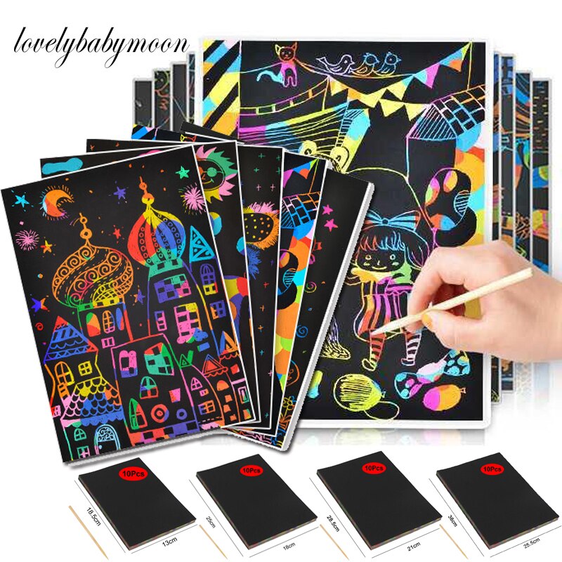 10Pcs Magic Kleur Rainbow Scratch Art Papieren Kaa... – Grandado