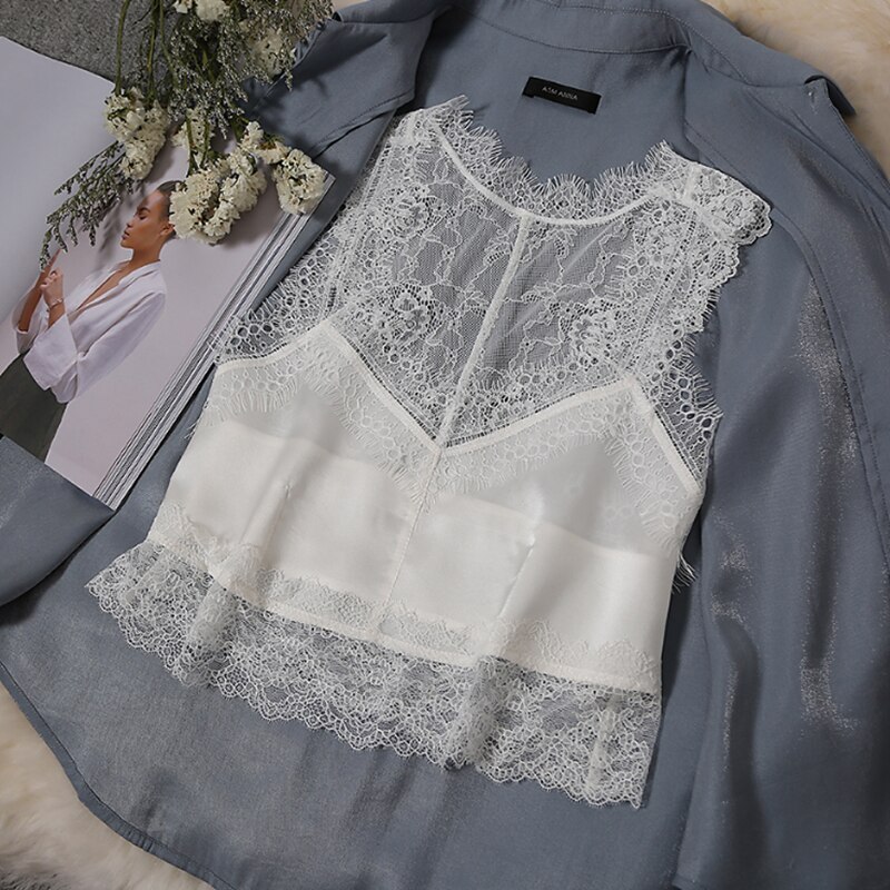 lace up white crop top transparente cute tops wome... – Grandado