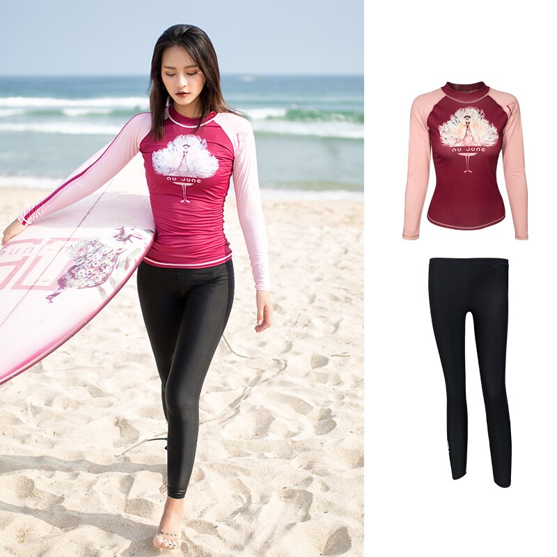 Nu-June Long sleeve Rashguard Two Piece Surf T Shi... – Grandado