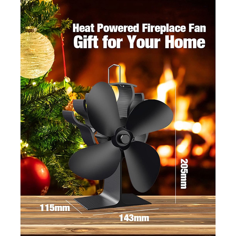 Houtkachel Ventilator, 4 Blades Warmte Aangedreven... – Grandado