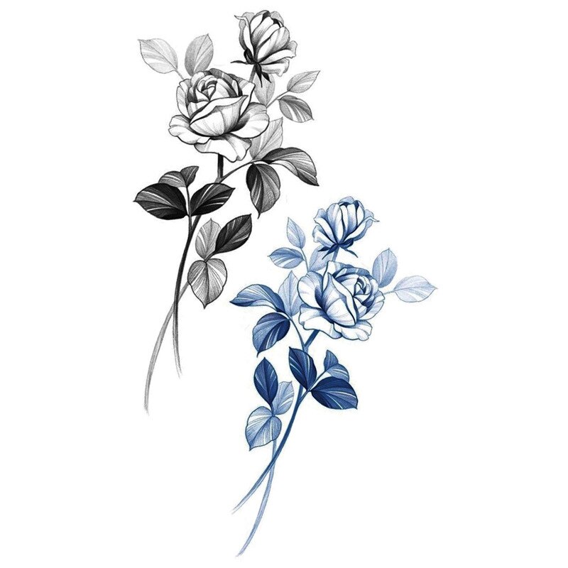 Rose Temporary Tattoo Stickers Waterproof Black Ta... – Grandado
