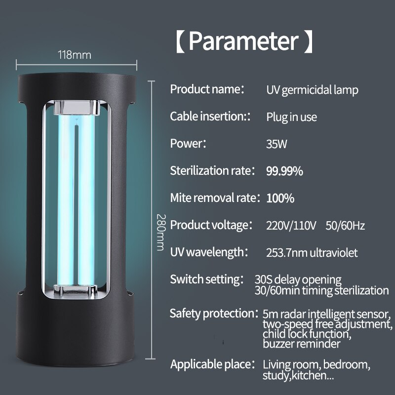Household UV Sterilizer Ozone UV Lamp 35W Disinfec... – Vicedeal