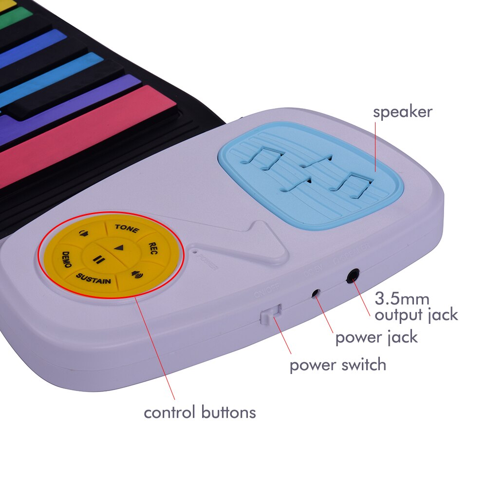 49 Keys Rainbow Roll-Up Piano Electronic Keyboard ... – Grandado