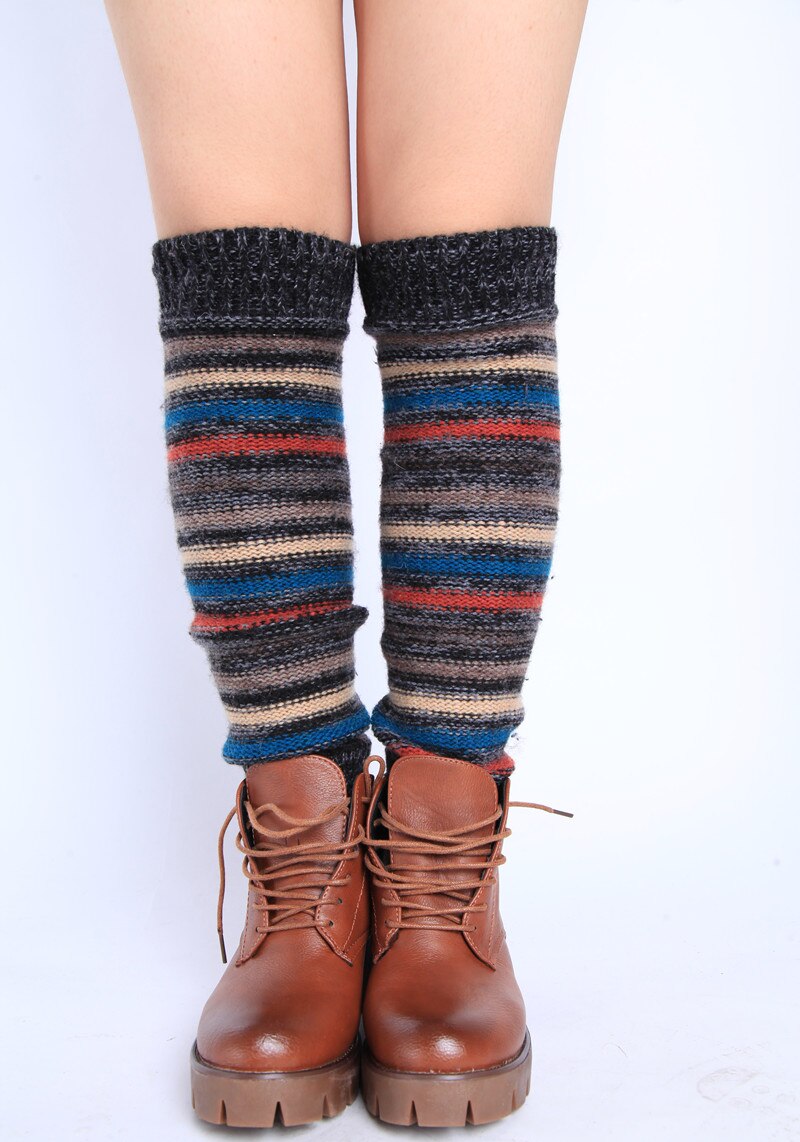 1 Pair Women Kniting Leg Warmer Thermal Striped Cr... – Vicedeal