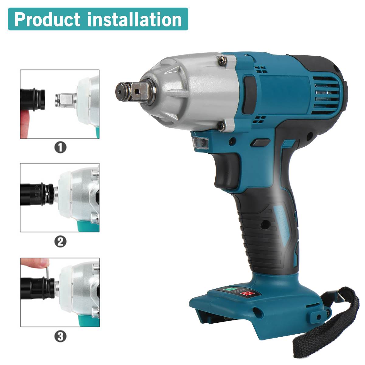 18V Cordless Impact Wrench Driver Motor 1/2 Square... – Grandado