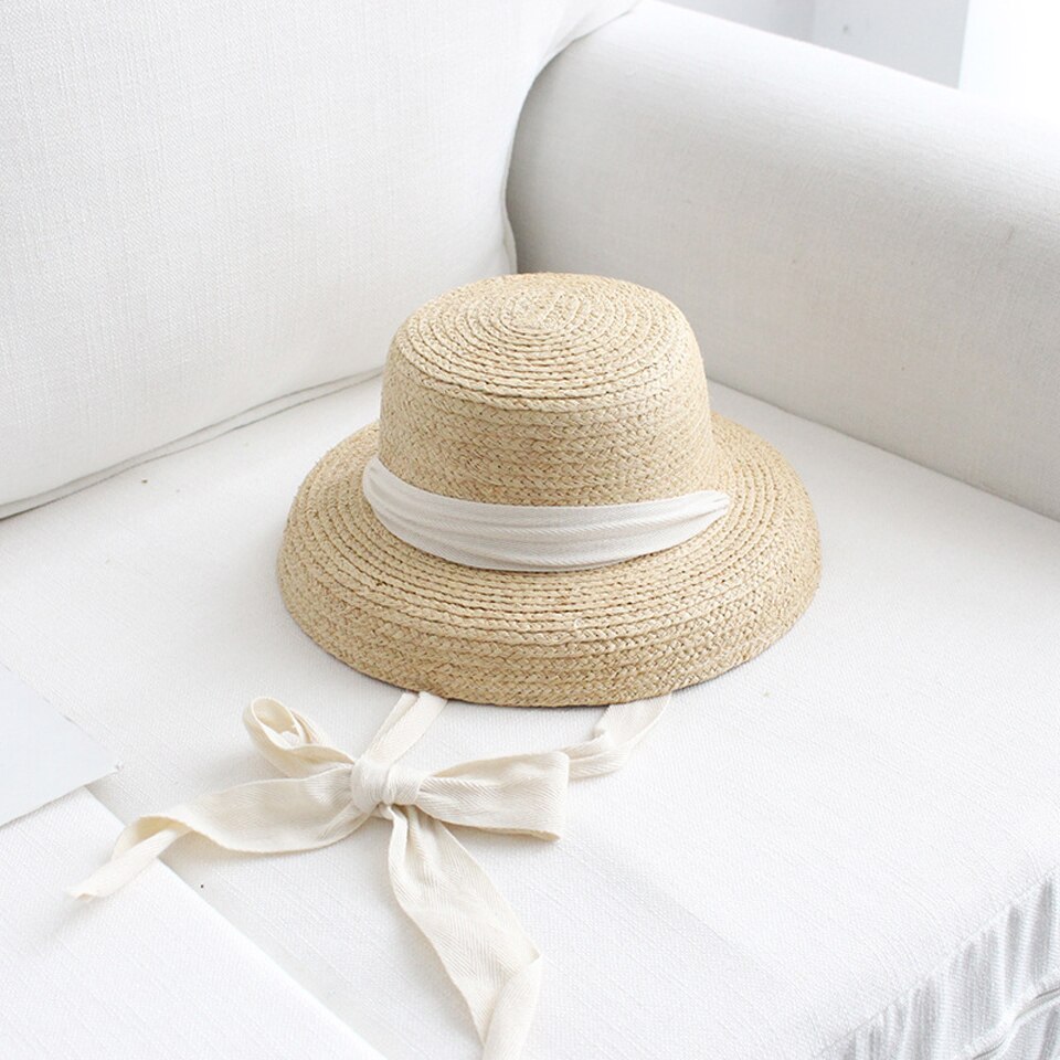 Sommer Bast Stroh Hut Frauen Handgemachte Flache T... – Vicedeal