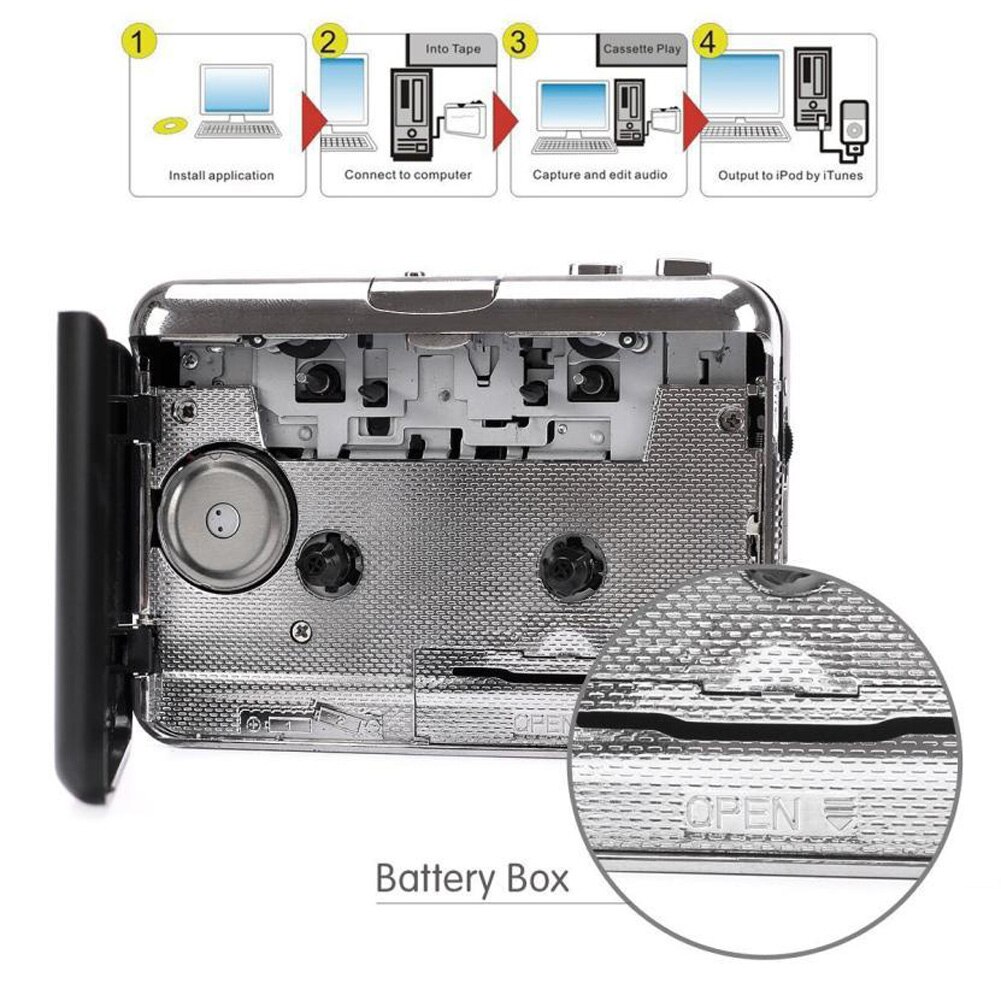 Converter Audio TF Card Stereo Cassette Player Portable Metal Tape To ...