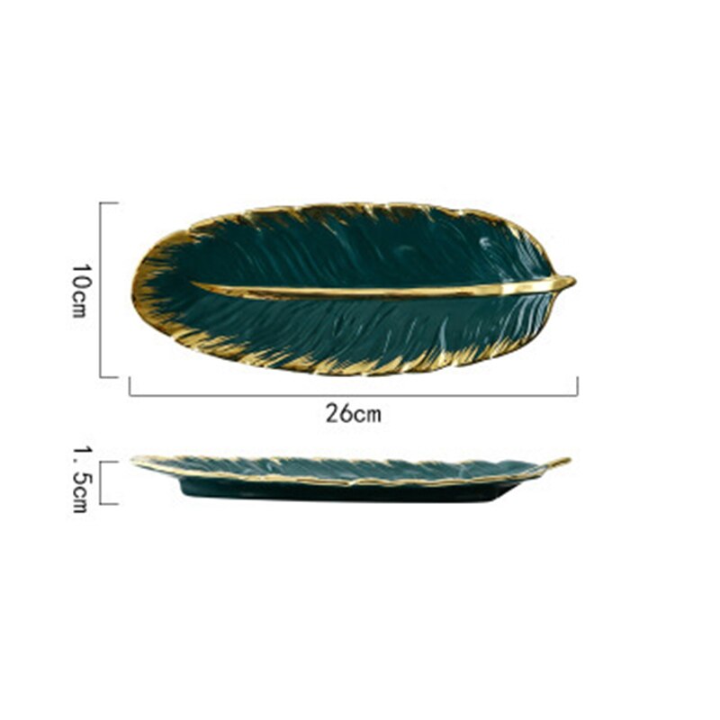 Nordic Ceramic Platter Storage Tray Feather Shape ... – Vicedeal