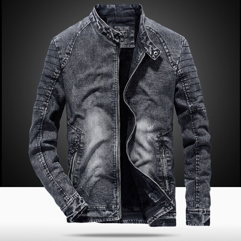 Vintage Denim Jassen Mannen Slim Fit Effen Kleur C... – Grandado