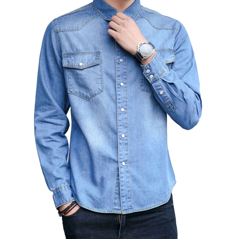 Ropa Hombre Lente Herfst Mannen Denim Shirt Koreaa... – Vicedeal