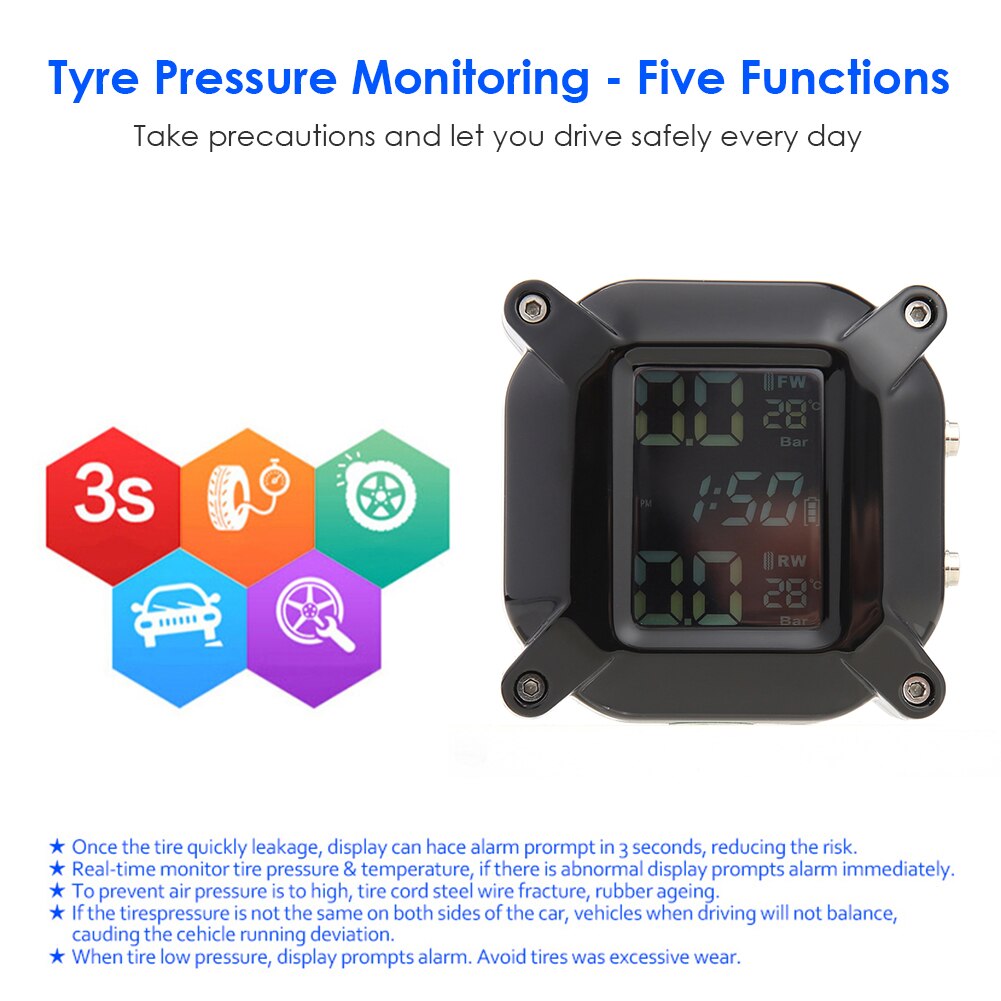 Motorcycle TPMS Waterproof LCD Motorbike Tire Tyre... – Grandado