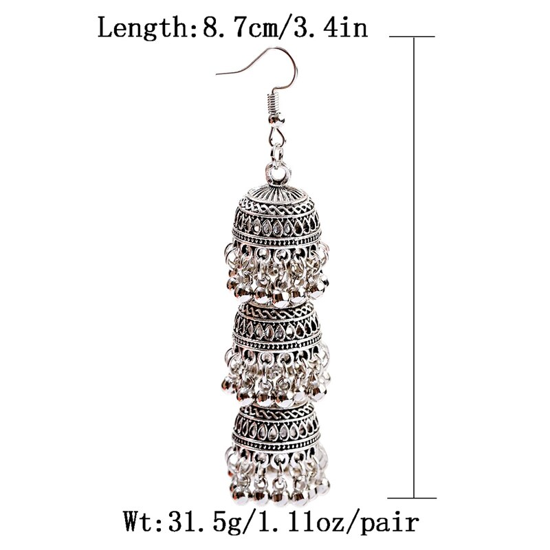 Retro Indian Bollywood Kundan Jhumka Jhumki Three-... – Grandado