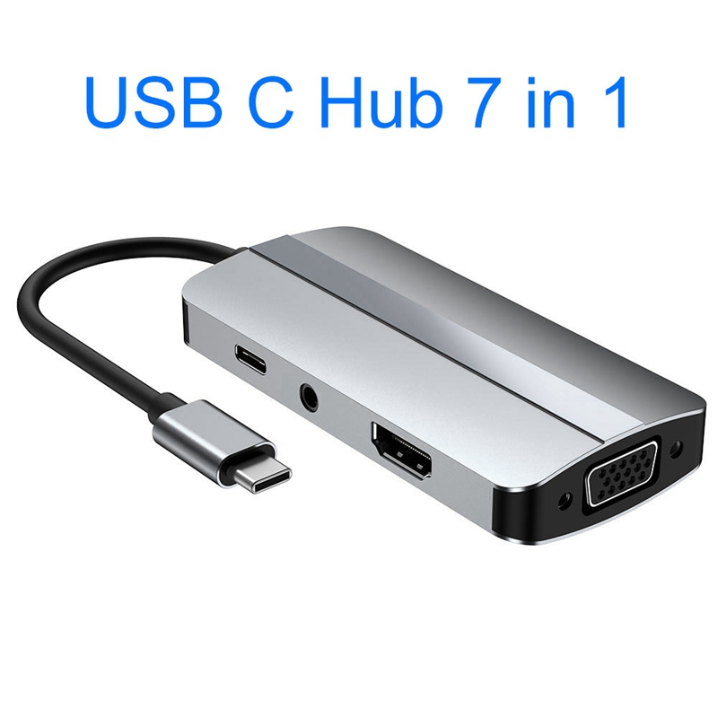 USB C Hub 7 in 1 Type C to HDMI-Compatible 4K USB-... – Vicedeal