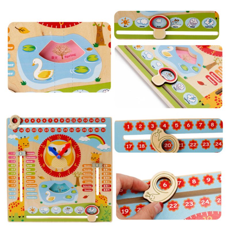 Kids Children Educational Teaching Aids Wooden Clo... – Grandado