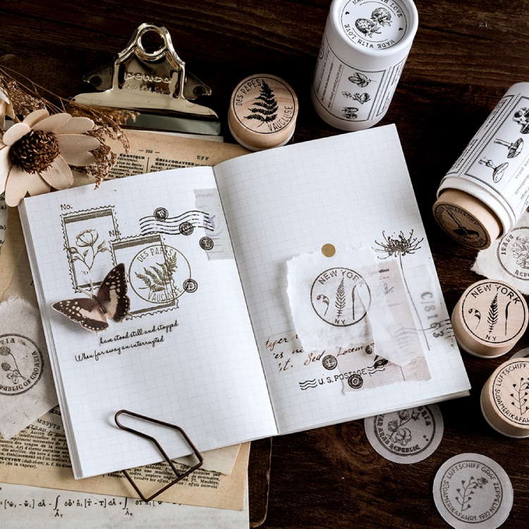 Vintage Planten Ronde Poststempel Stempel Diy Hout... – Grandado